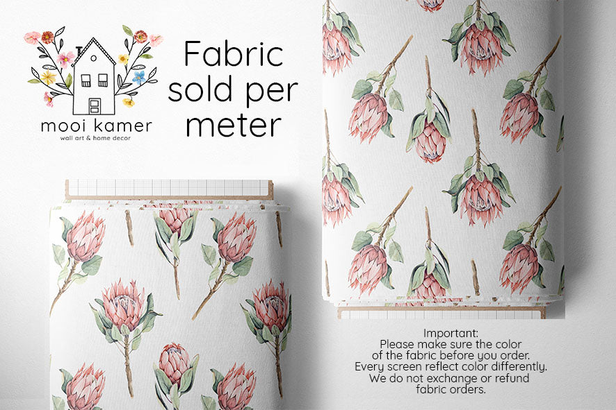 Fabric | Protea Pattern White | Per Meter – Mooi Kamer