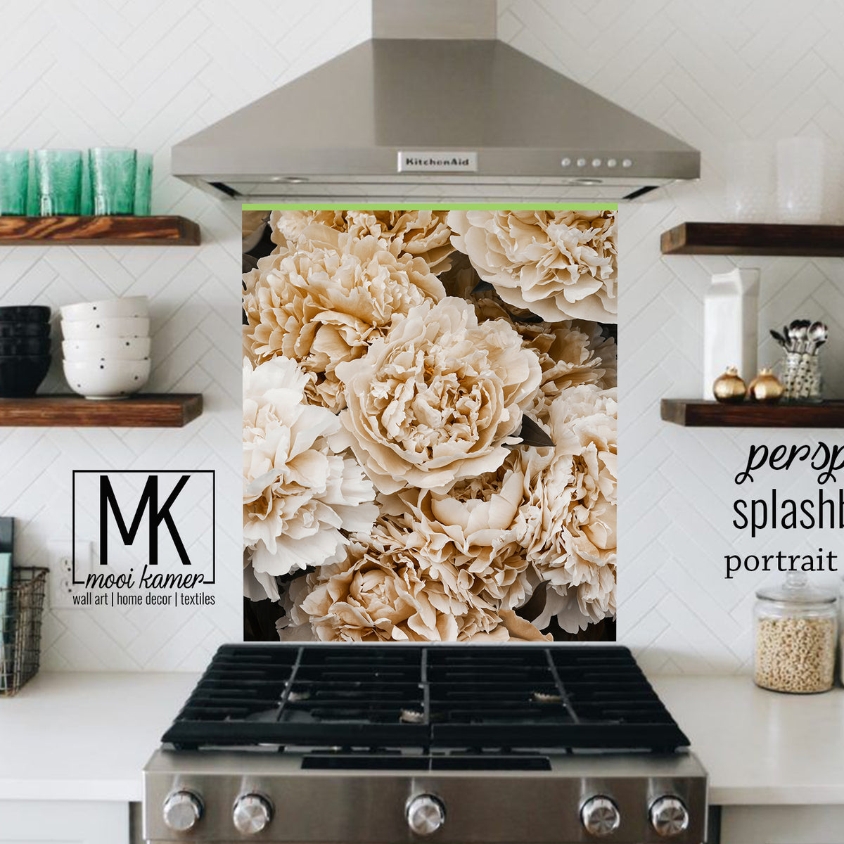 Floral | Peonies | Splash-back | Perspex Only – Mooi Kamer