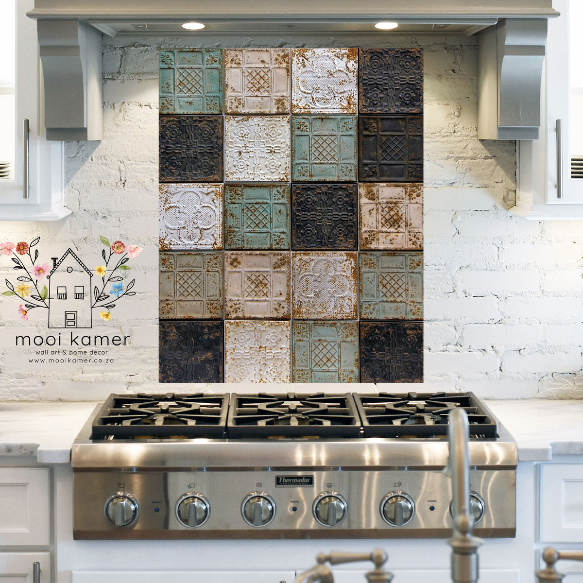 Vintage Tin Tile Splash-back | Perspex Only | [Hardware for Mounting n ...