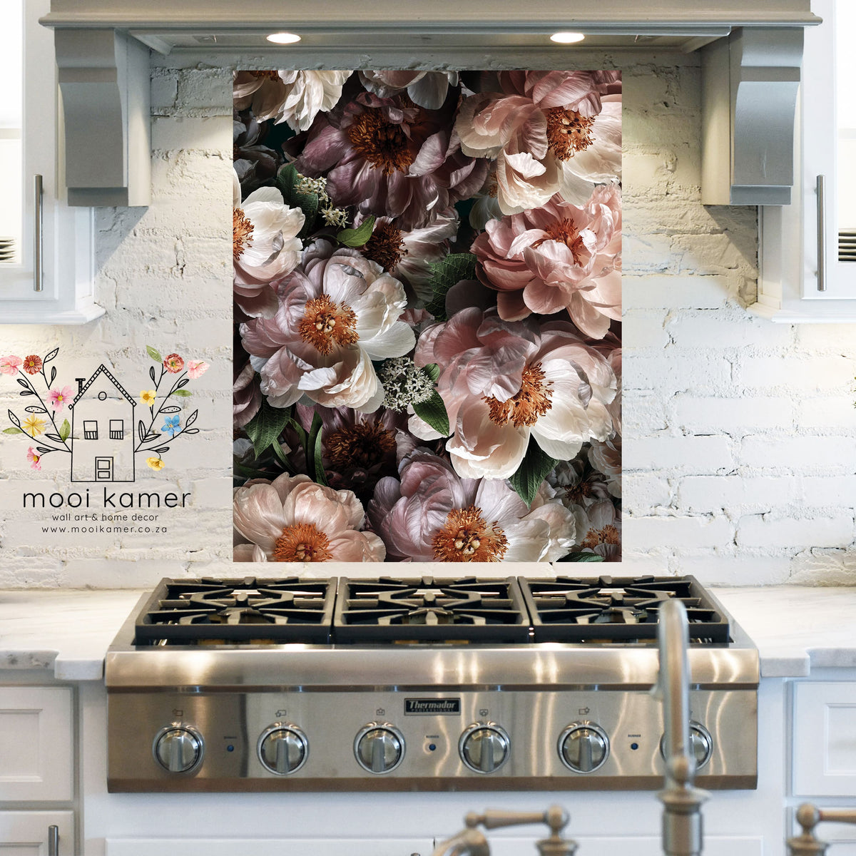 Floral Splash-back | Perspex Only | [Hardware for Mounting not Include ...