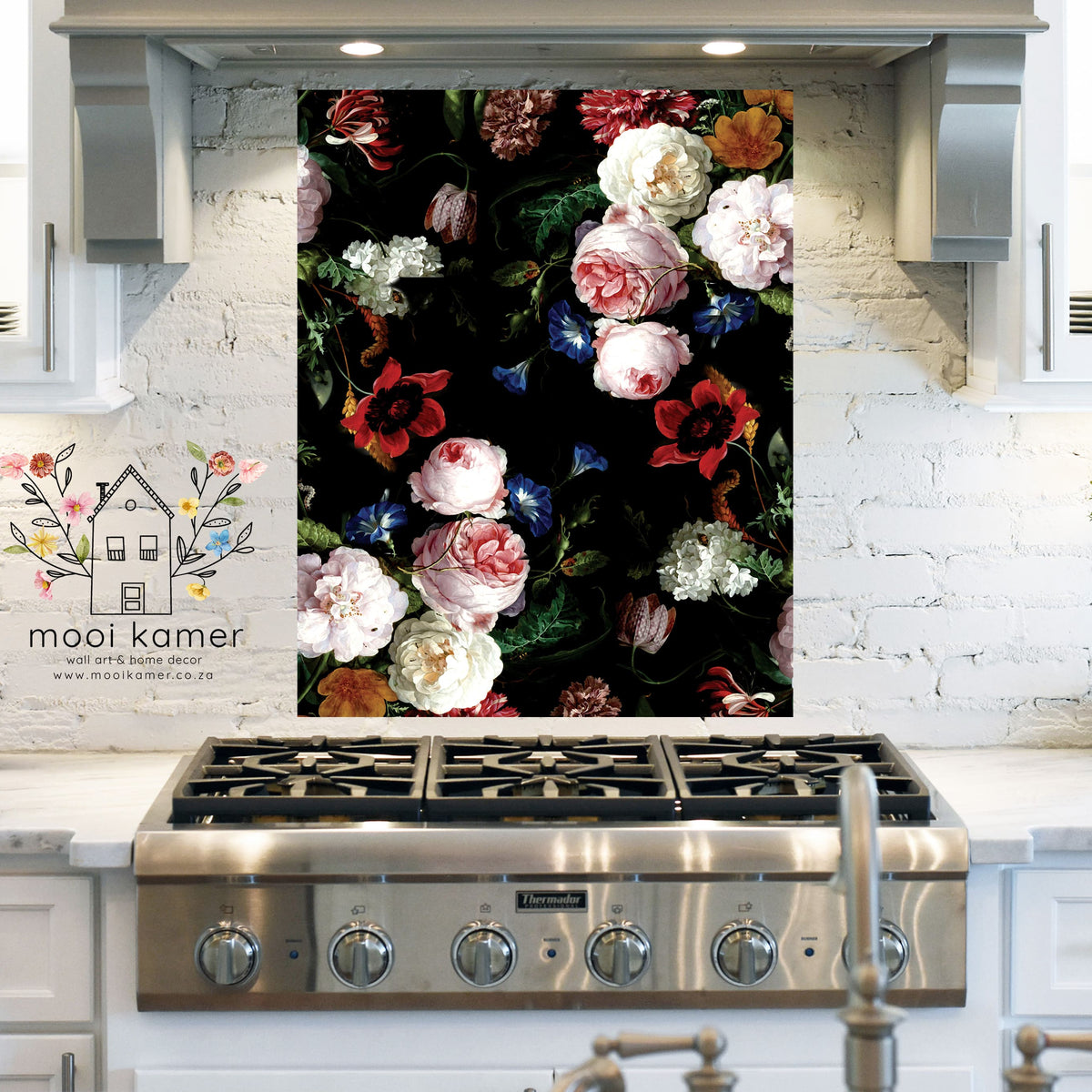 Floral Splash-back | Perspex Only | [Hardware for Mounting not Include ...
