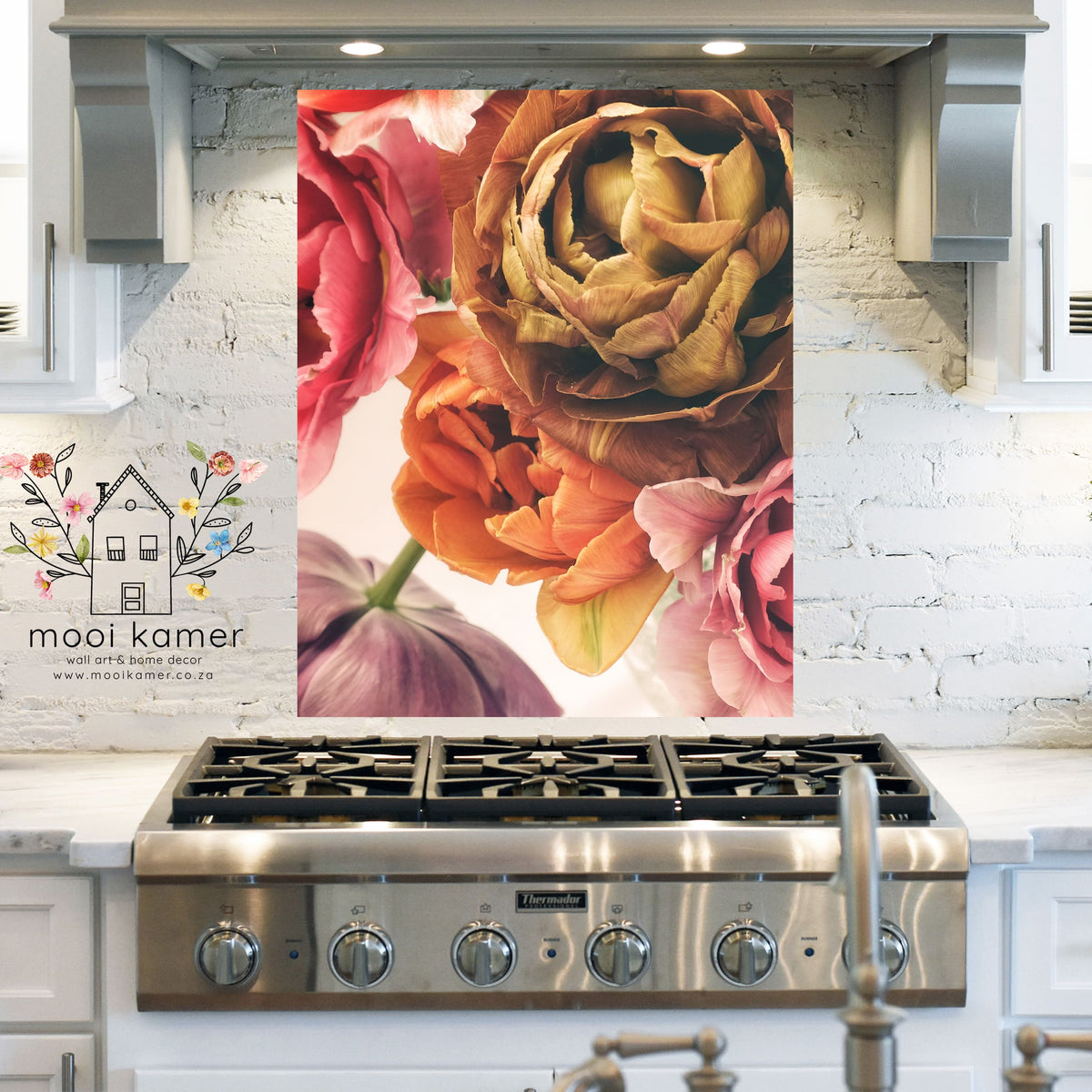 Floral Splash-back | Perspex Only | [Hardware for Mounting not Include ...